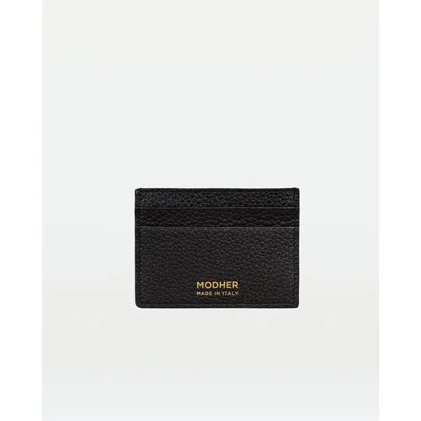MODHER Credit Card Slip In Grained Leather - Black