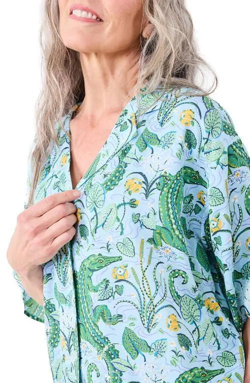 PRINTFRESH Wildest Dreams Satin Pajamas - Blue Lagoon