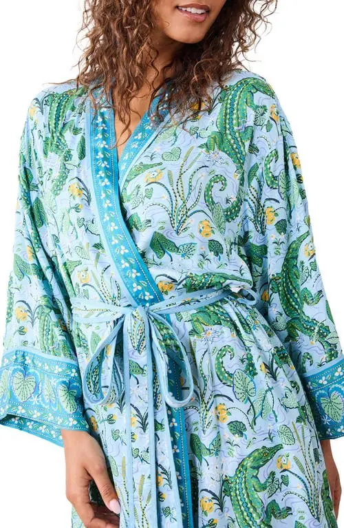 PRINTFRESH Satin Robe - Blue Lagoon