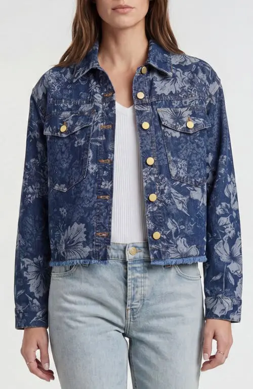 LIVERPOOL Jacquard Fray Hem Denim Jacket - Lapis Grove