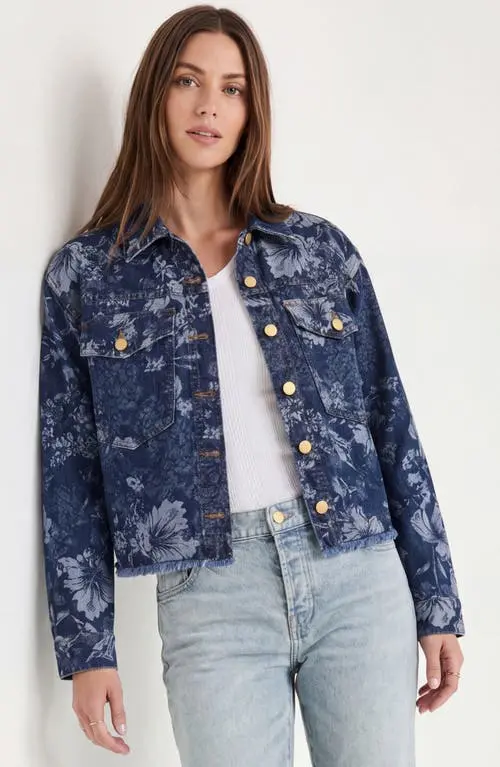 LIVERPOOL Jacquard Fray Hem Denim Jacket