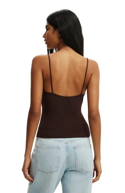 COTTON ON Fern Wrap Cami - Dark Oak