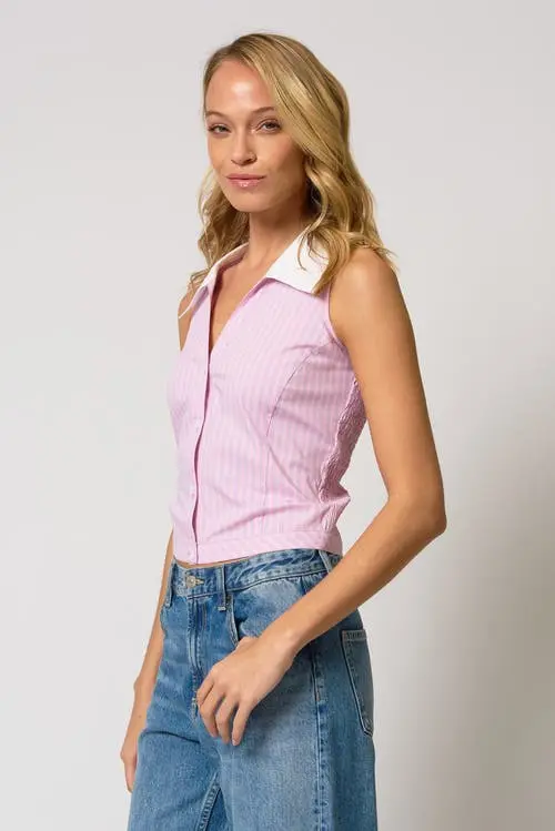 Central Park West Poplin Smocked Halter Top