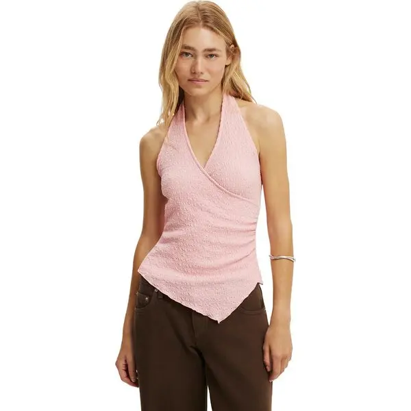 COTTON ON Marnie Textured Halter - Flamingo Fizz