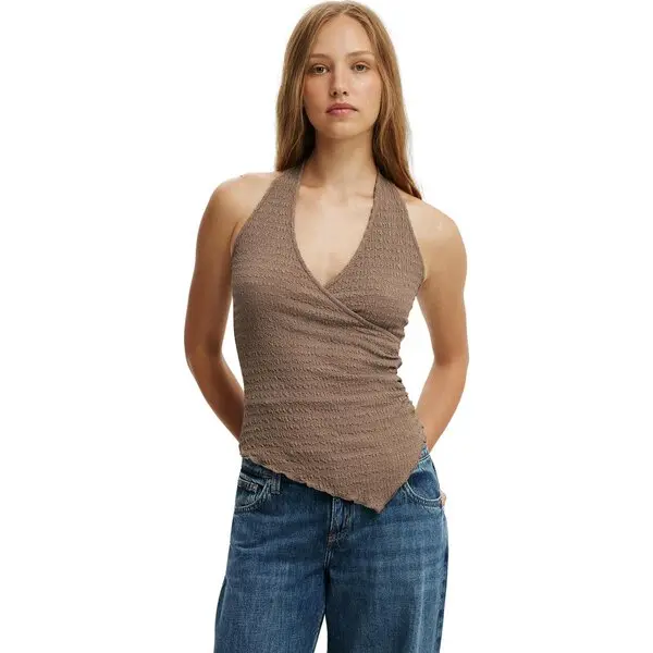 COTTON ON Marnie Textured Halter - Washed Mocha