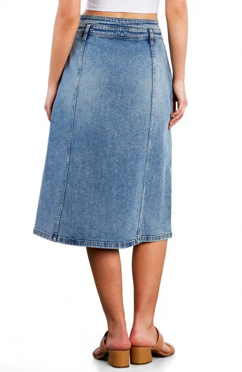 WASH LAB DENIM Penelope Flared Midi Skirt - Relaxed Blue