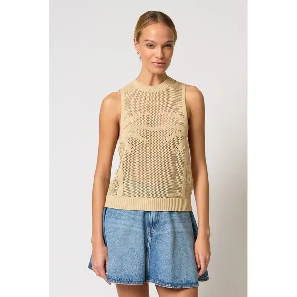 Central Park West Eden Palm Tree Mesh Shell - Sand