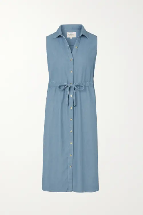 The Shirt By Rochelle Behrens The Sleeveless Midi Dress - Light Denim