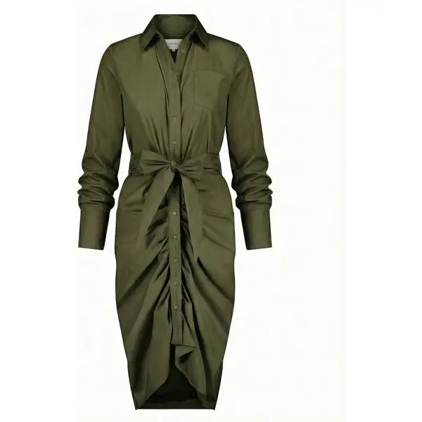 The Shirt By Rochelle Behrens The Wrap Front Dress - Olive