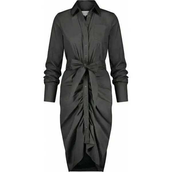 The Shirt By Rochelle Behrens Wrap Front Shirtdress - Black