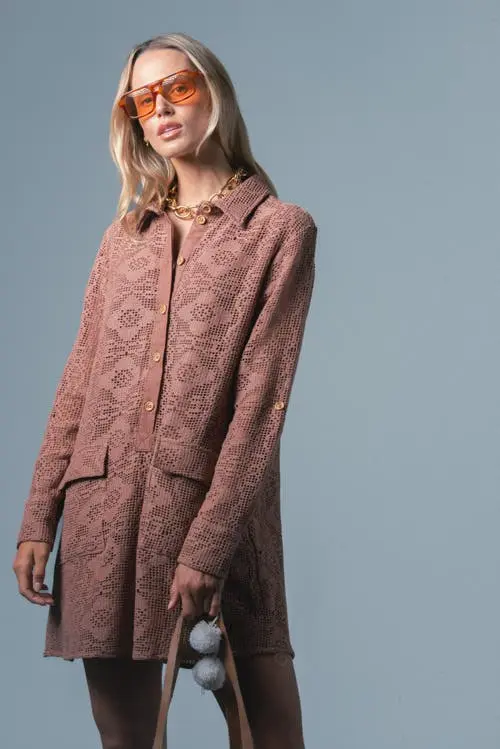 The Shirt By Rochelle Behrens Raya Crochet Shirt Dress