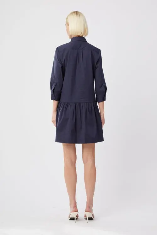 The Shirt By Rochelle Behrens Drop Waist Shirt Dress - Navy