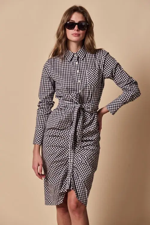 The Shirt By Rochelle Behrens Wrap Front Shirtdress With Tie Waist
