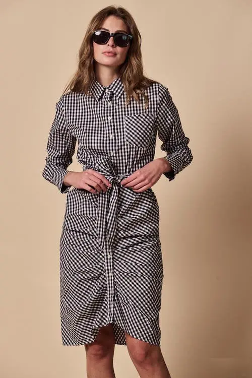 The Shirt By Rochelle Behrens Wrap Front Shirtdress With Tie Waist