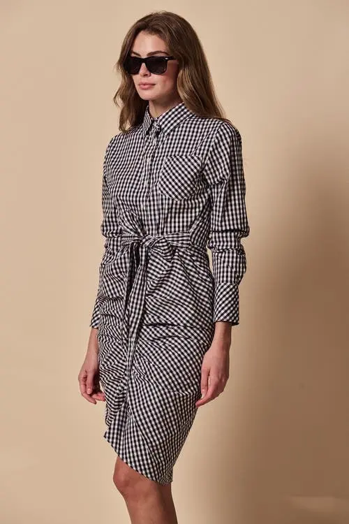 The Shirt By Rochelle Behrens Wrap Front Shirtdress With Tie Waist