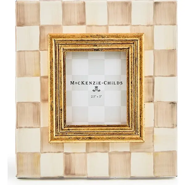 MACKENZIE-CHILDS Check Enameled Steel 2.5 X 3-inch Picture Frame - Mocha
