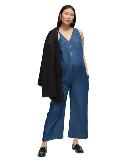 Ingrid & Isabel® Ingrid & Isabel Zip & Relax Chambray Maternity + Nursing Jumpsuit - Indigo