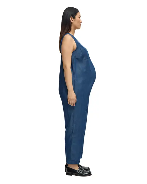 Ingrid & Isabel® Ingrid & Isabel Zip & Relax Chambray Maternity + Nursing Jumpsuit