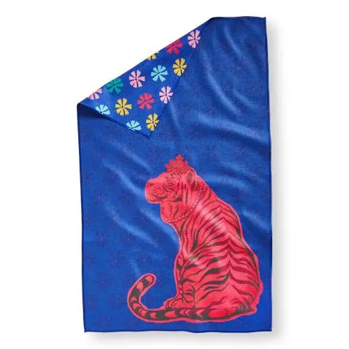 TAG Super Absorbent Kitchen Towel Eclectic Tiger Multi Dishtowel 18 X 30 - Blue