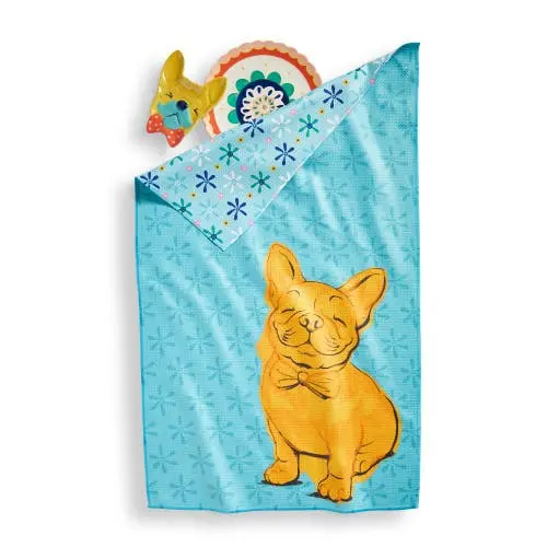 TAG Super Absorbent Kitchen Towel Eclectic Frenchie Multi Dishtowel 18 X 30
