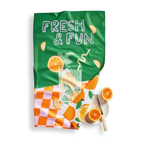 TAG Super Absorbent Kitchen Towel Fresh And Fun Multi Dishtowel 80% Recycled Polyester 18x30 - Multicolored