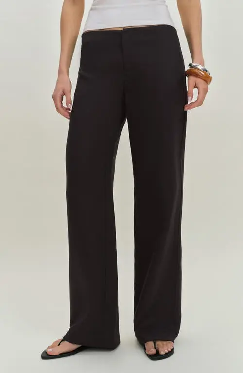 REFORMATION Vida Low Rise Linen Pants - Black