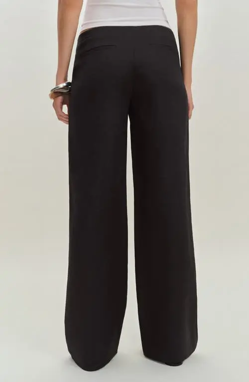 REFORMATION Vida Low Rise Linen Pants - Black