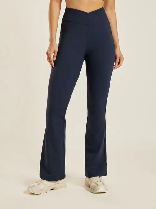BE ATHLETICA Be 180 Wrap-waist Flared Leggings - Midnight