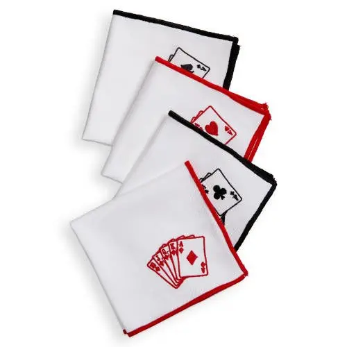 TAG Playing Cards Cocktail Napkins 100% Cotton Multi 4-pack 10x10 - Multicolored