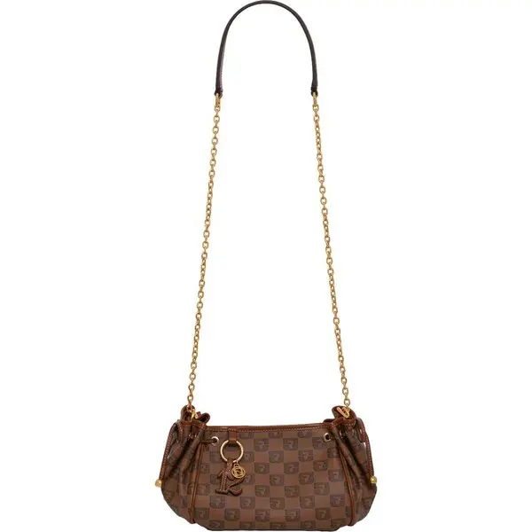 Gerard Darel Mini Monogrammed Shoulder Bag - Camel