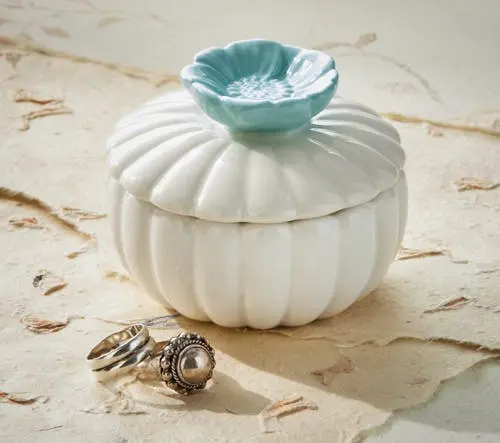 TAG Scallop Flower Lidded Trinket Box Multi Earthenware Everyday