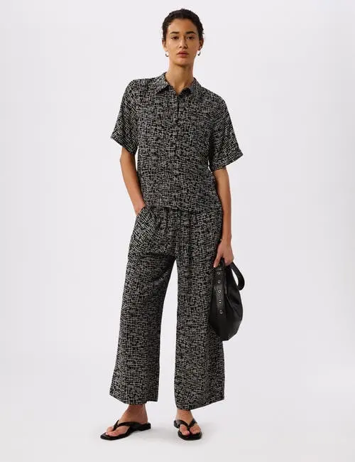Whistles Woven Grid Crop Trouser