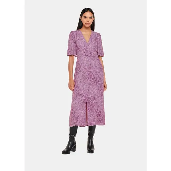 Whistles Diagonal Snake Print Midi Dress - Pink/multi