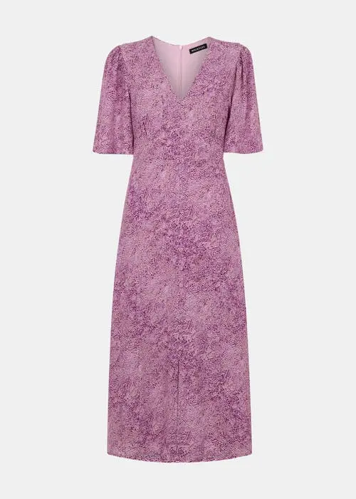 Whistles Diagonal Snake Print Midi Dress