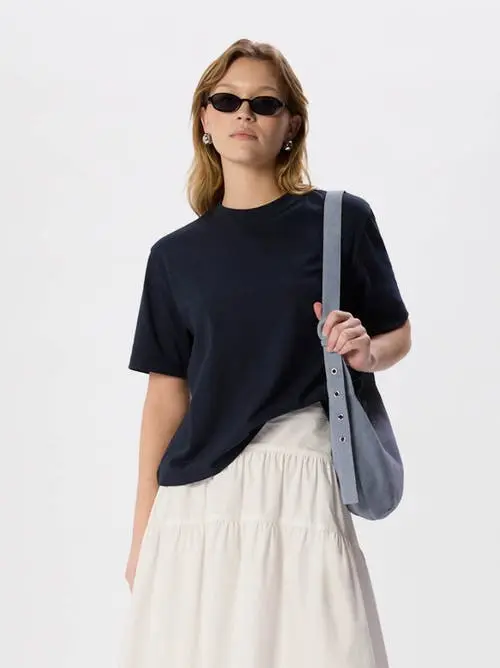 Whistles Cotton Crew Neck Top