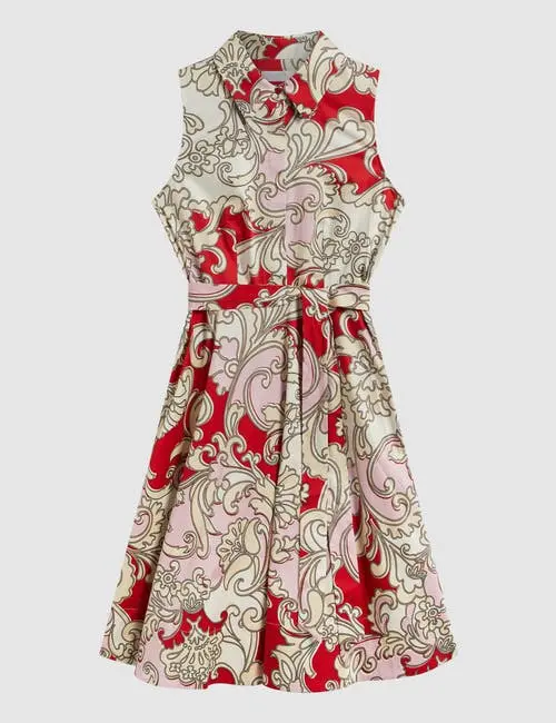 HOBBS LONDON Printed Collar Shirt Dress - Redmulti