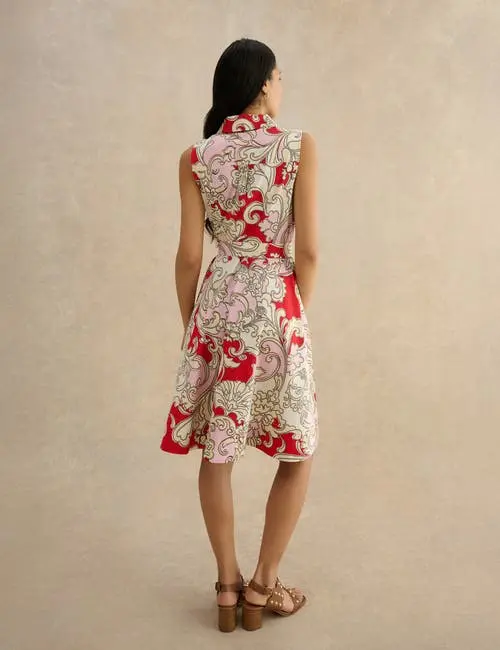 HOBBS LONDON Printed Collar Shirt Dress - Redmulti