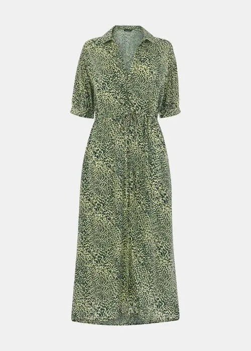 Whistles Diagonal Leopard Print Midi Dress