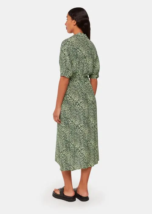 Whistles Diagonal Leopard Print Midi Dress