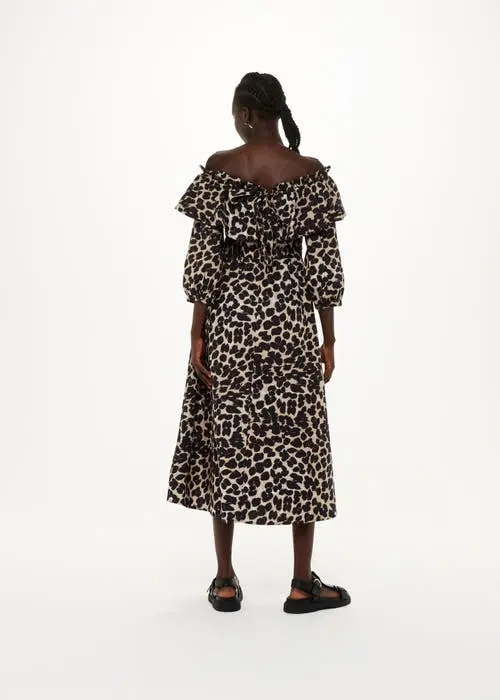 Whistles Leopard Spot Bardot Midi Dress