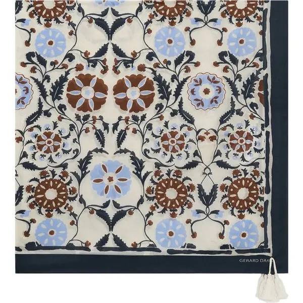 Gerard Darel Silk Garden Bloom Square Scarf - Brown