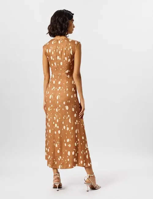 Whistles Deer Spot Viscose Midi Dress - Brown/multi