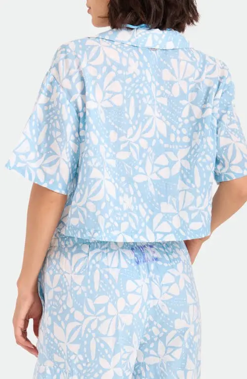 Volcom Tie Front Crop Cotton Cover-up Shirt