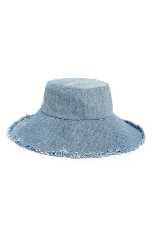 Treasure & Bond Bucket Hat With Frayed Edges - Denim