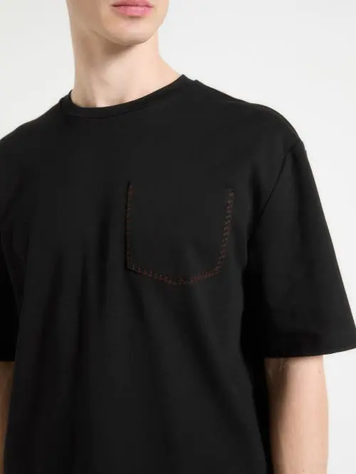 Manière De Voir Whipstitch Pocket Cotton T-shirt