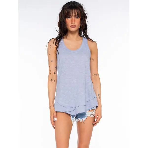 WILT CLOTHING Shrunken Mock Hem Shirttail Tank - Thistle