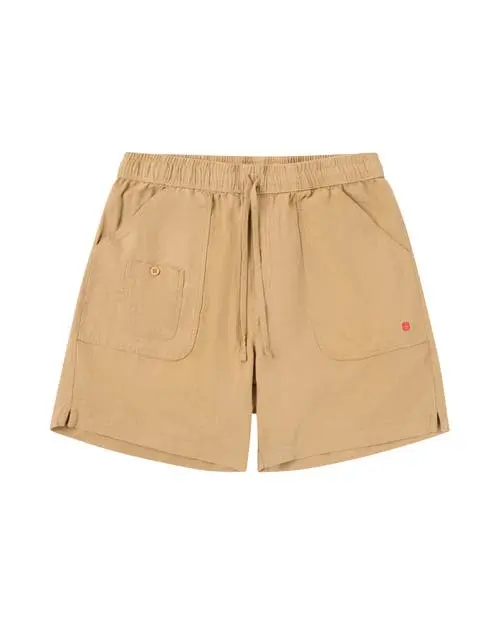 AMUNDSEN Traveller Linen Blend Shorts - Khaki