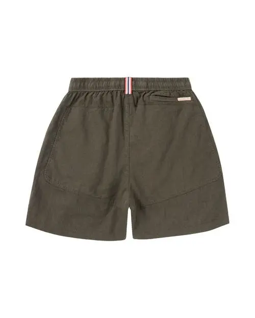 AMUNDSEN Traveller Linen Blend Shorts - Olive