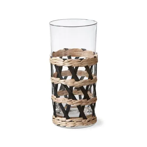 TAG Island Collection Clear High Ball Glasses With Cattail Sleeves