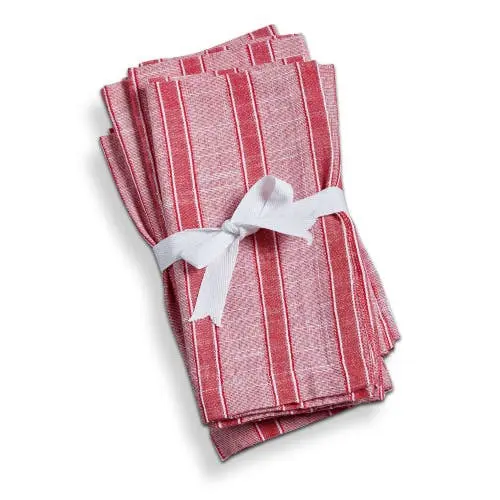 TAG White Stripe Napkin Set/4 Multi Cotton Summer - Red